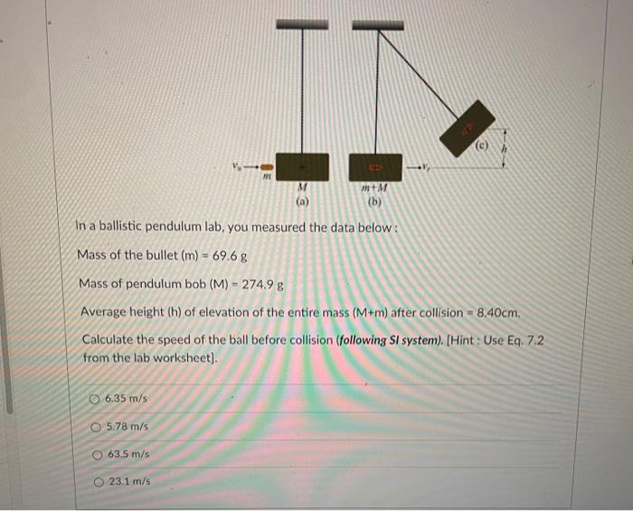Solved During the projectile motion part of a ballistic | Chegg.com