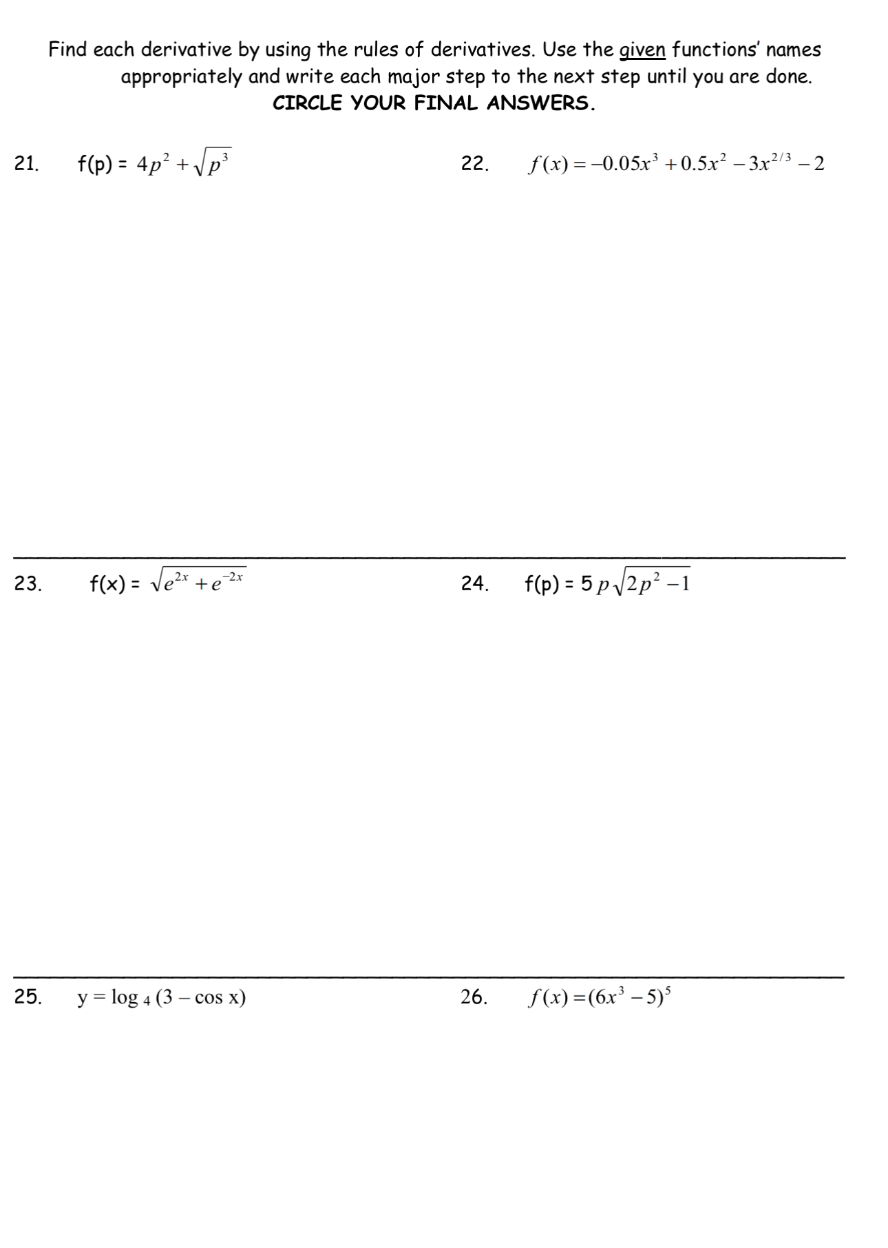 Solved Find each derivative by using the rules of | Chegg.com