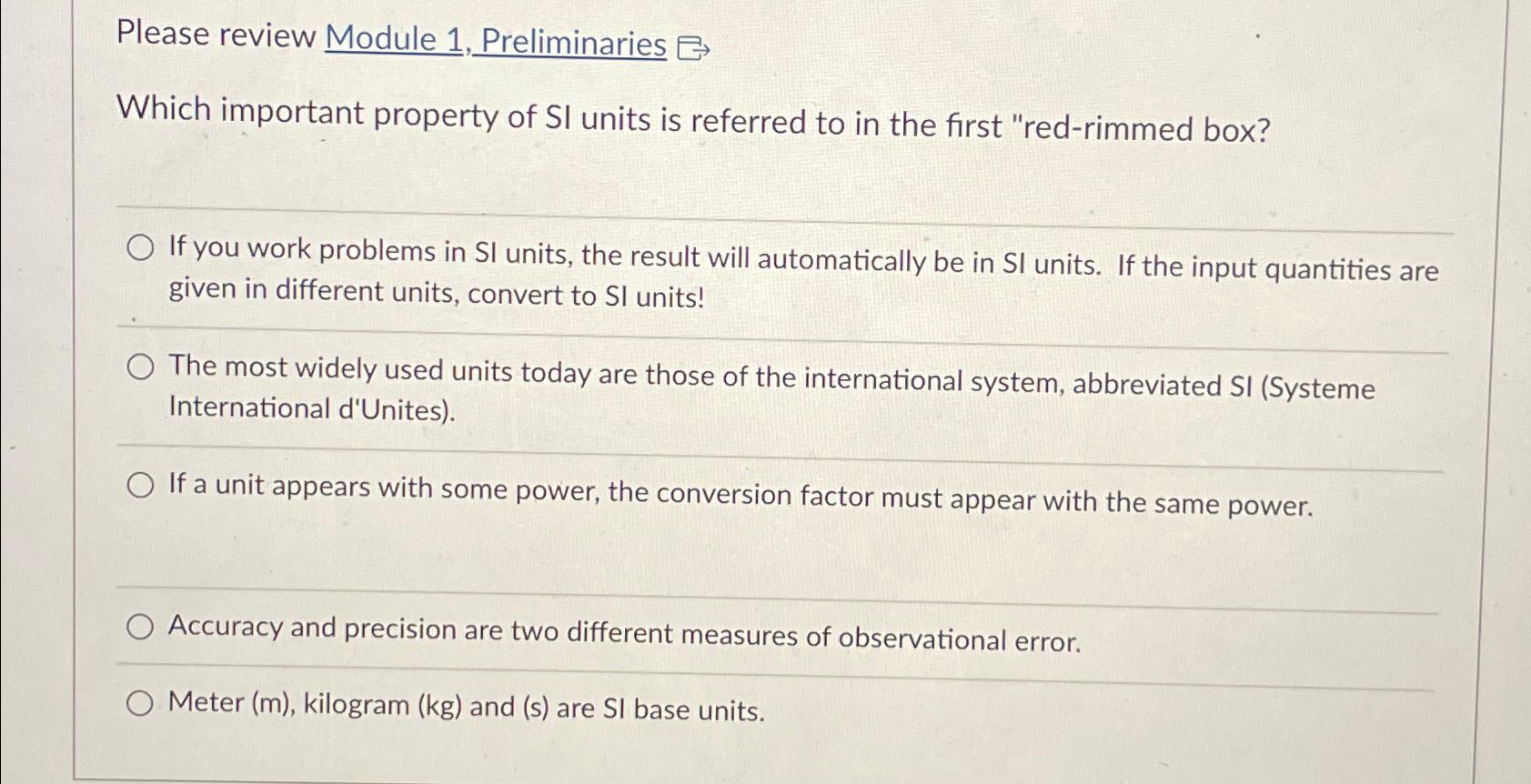 Solved Please review Module 1, Preliminaries\\nWhich | Chegg.com