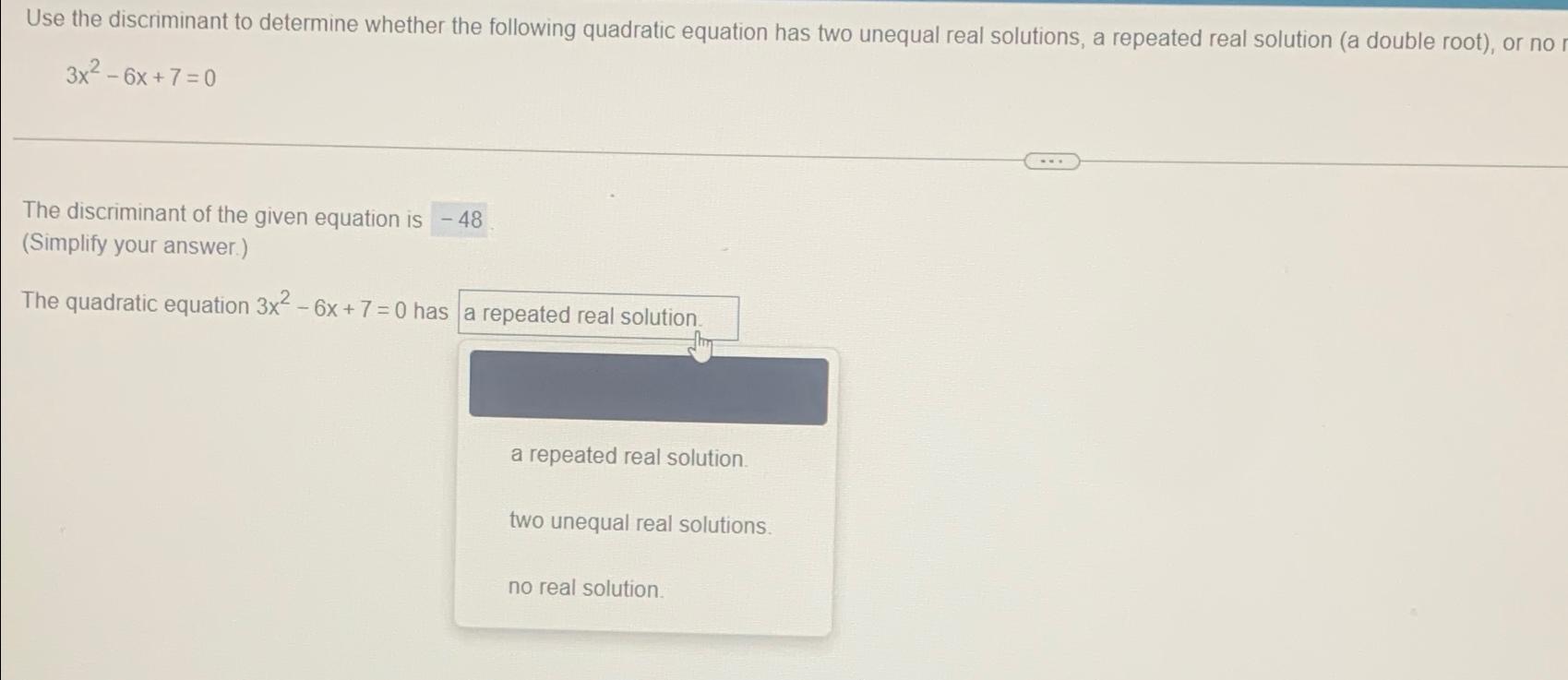 Solved Use the discriminant to determine whether the | Chegg.com