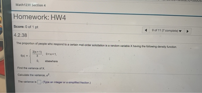 Solved Math1230 Section 4 Homework: HW4 Score: 0 of 1 pt 9 | Chegg.com