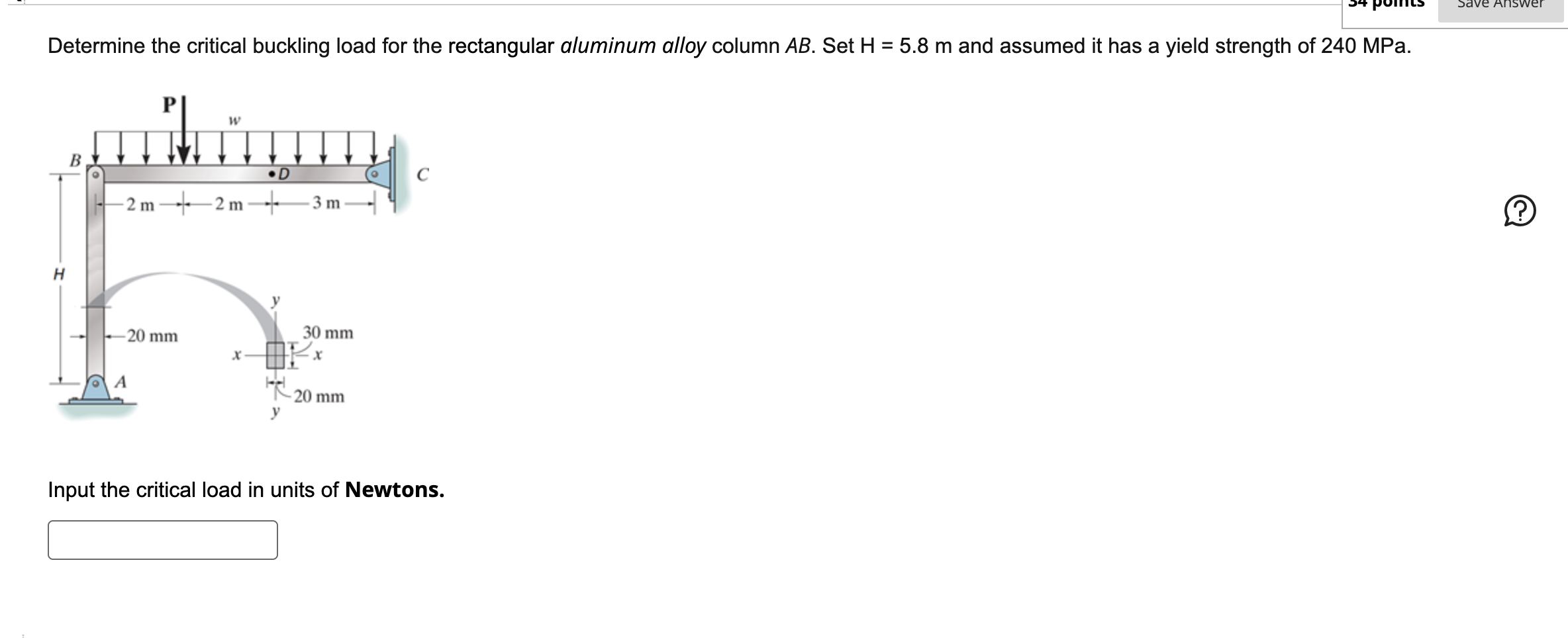 Solved Determine the critical buckling load for the | Chegg.com