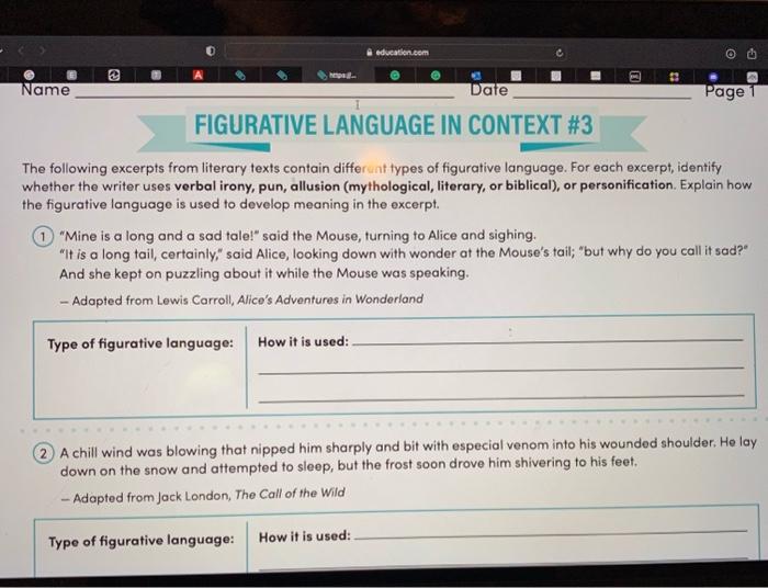 The following excerpts from literary texts contain | Chegg.com