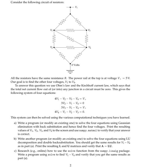 Solved Consider the following circuit of resistors: V. w w | Chegg.com