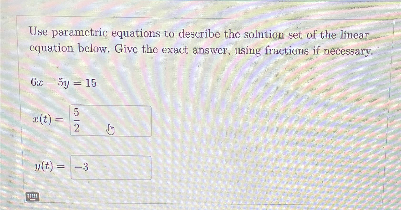 Solved Use parametric equations to describe the solution set | Chegg.com