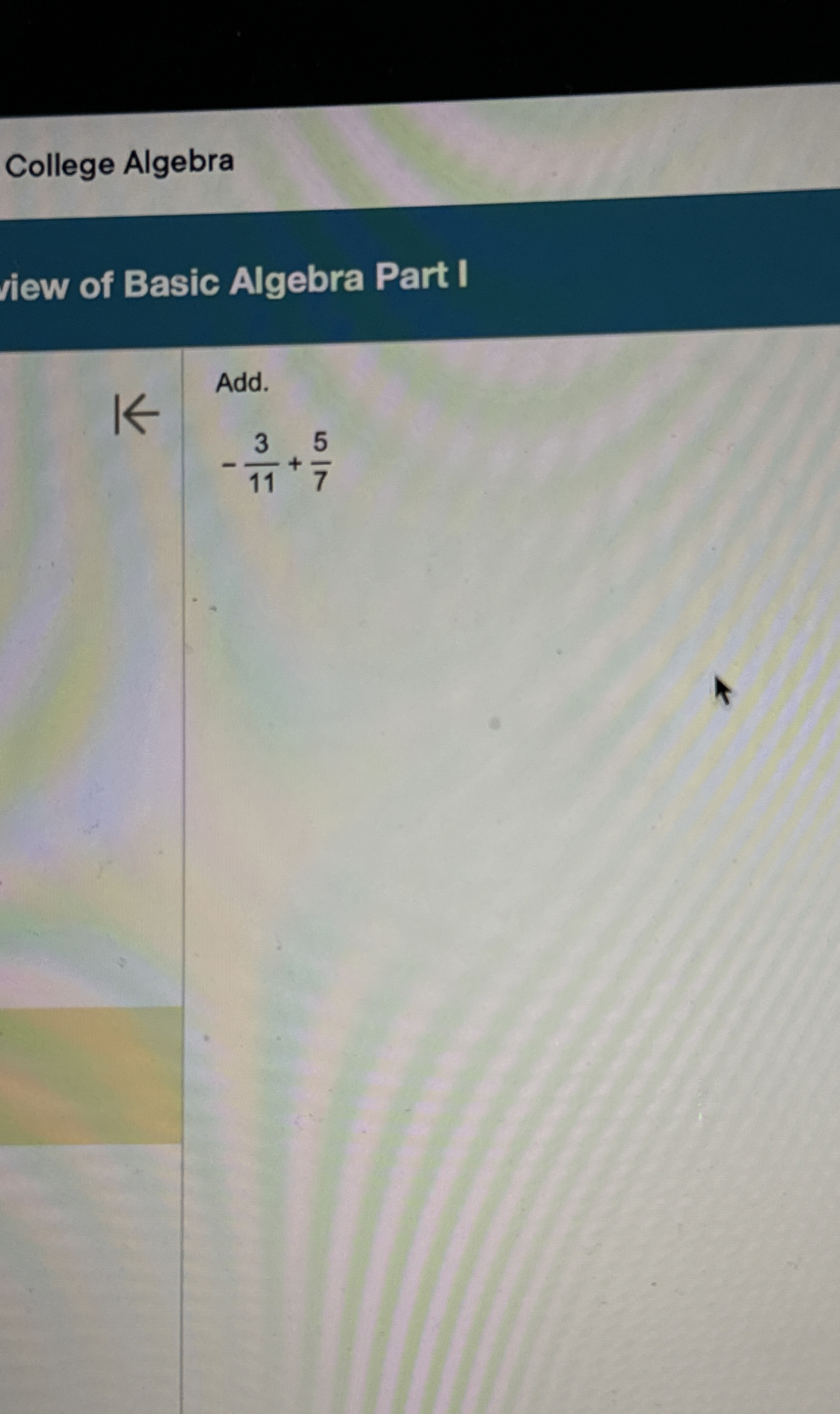Solved College Algebrafiew of Basic Algebra Part | Chegg.com