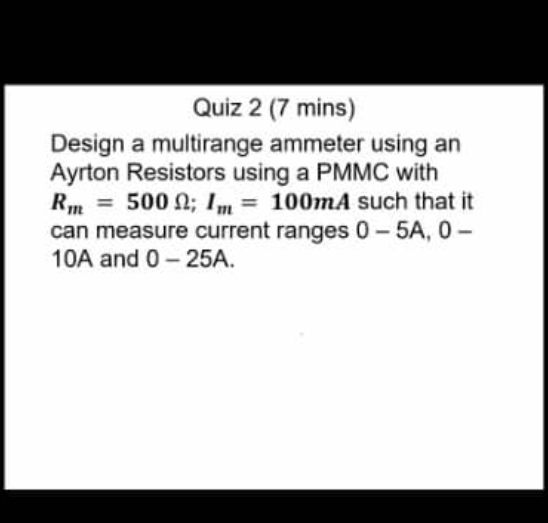 Solved Design a multirange ammeter using an Ayrton Resistors | Chegg.com