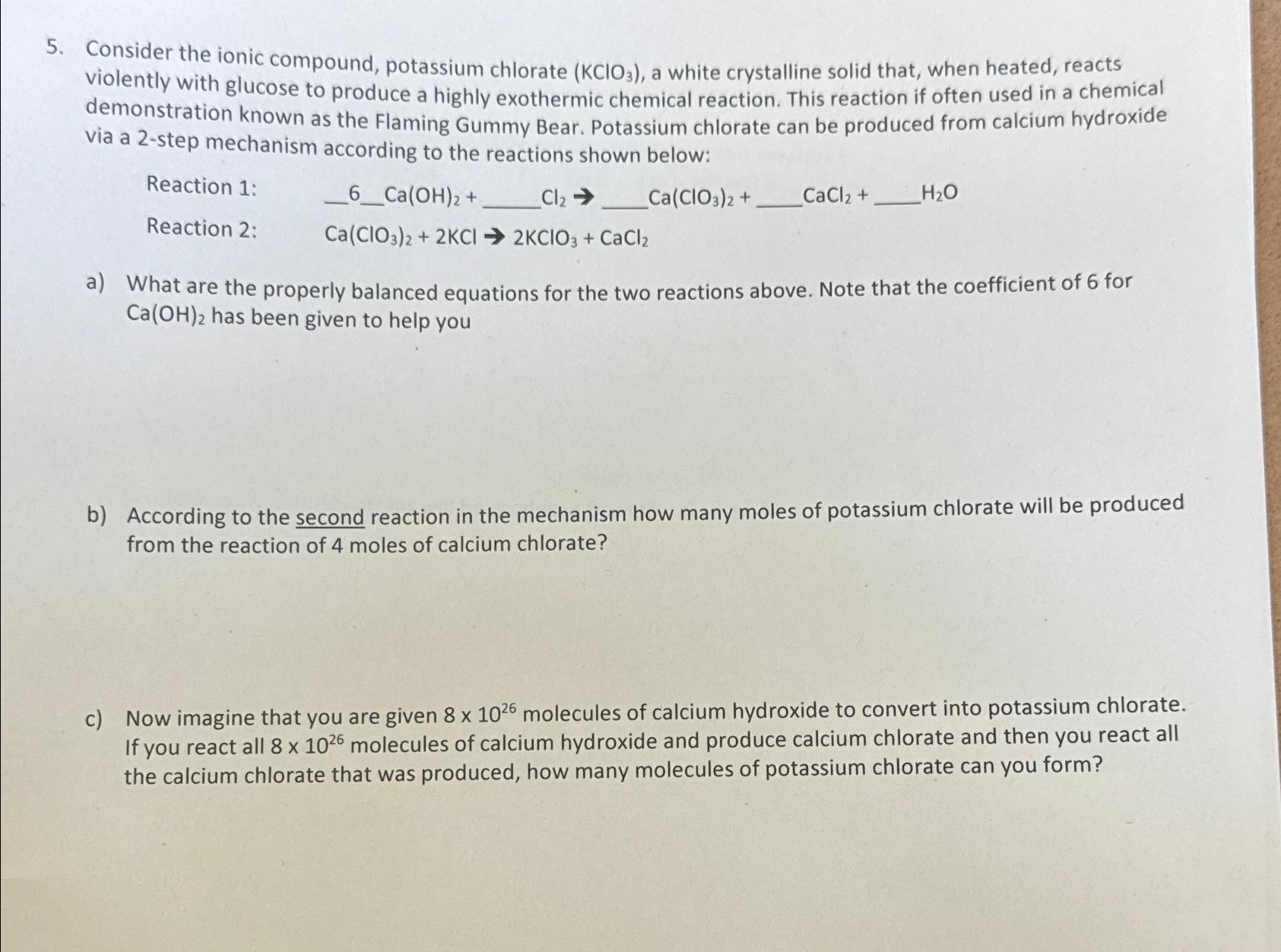 Solved Consider the ionic compound, potassium chlorate | Chegg.com