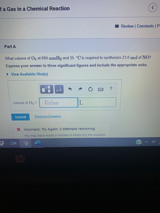 Solved fa Gas in a Chemical Reaction Review Constants IP | Chegg.com