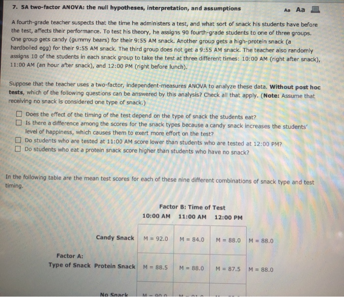 7. 5A two-factor ANOVA: the null hypotheses, | Chegg.com