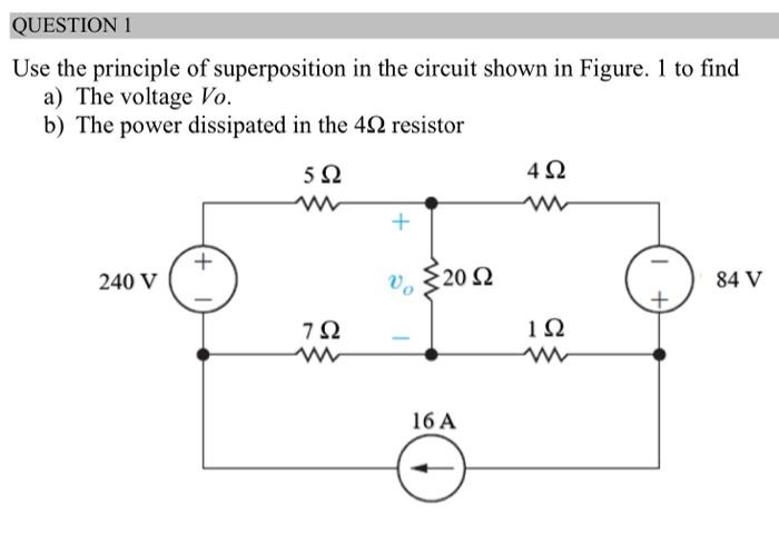[Solved]: Use the principle of superposition in the circuit