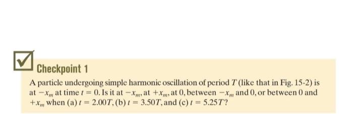 Solved Checkpoint 1 A particle undergoing simple harmonic | Chegg.com