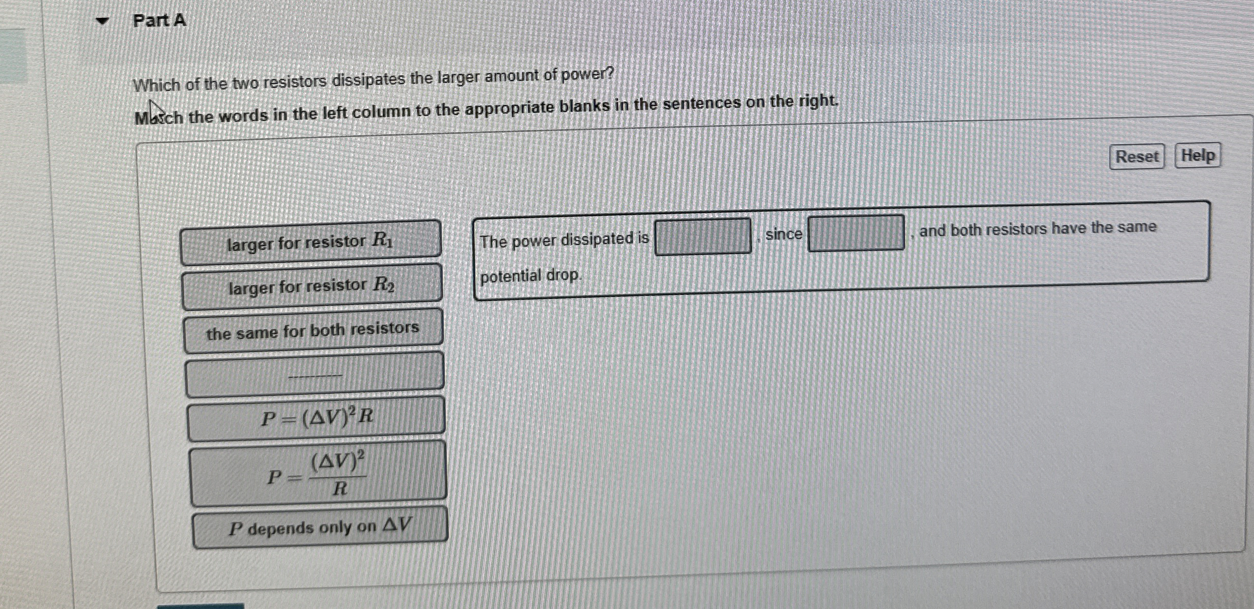Solved Part AWhich of the two resistors dissipates the | Chegg.com