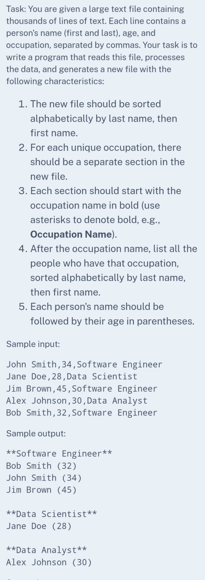 Solved Task: You are given a large text file containing | Chegg.com