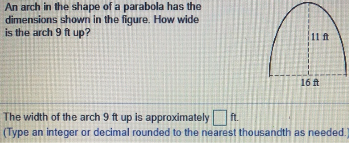 Solved An arch in the shape of a parabola has the dimensions | Chegg.com