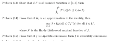 Solved Problem (13) ﻿Show that if F ﻿is of bounded variation | Chegg.com