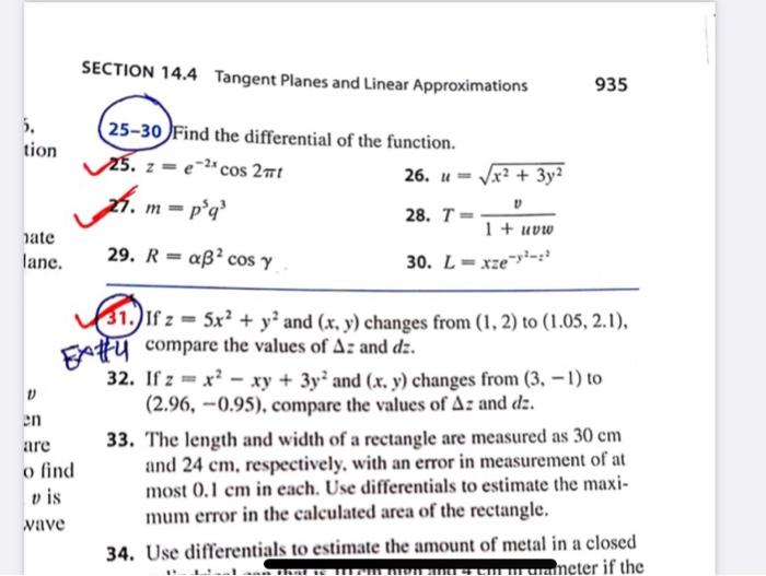Solved SECTION 14.4 Tangent Planes and Linear Approximations | Chegg.com