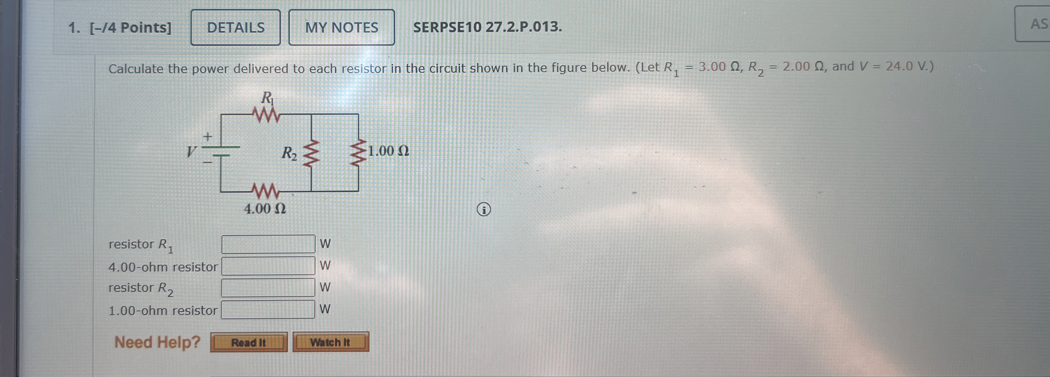 Solved Calculate the power delivered to each resistor in the | Chegg.com