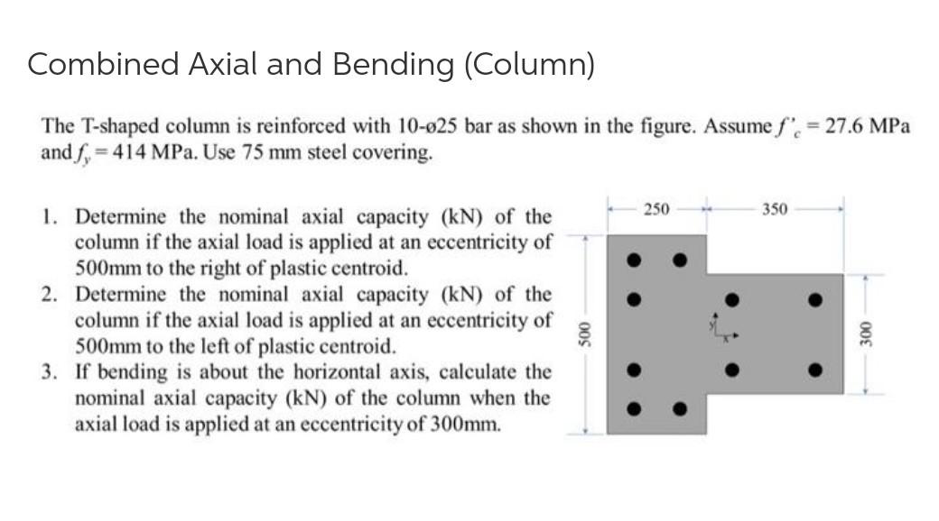 Solved Combined Axial and Bending (Column) The T-shaped | Chegg.com