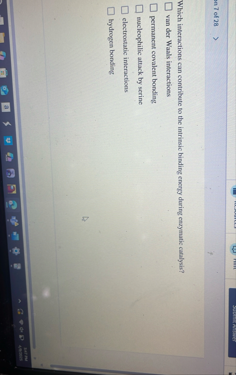 Solved n 7 ﻿of 28Which interactions can contribute to the | Chegg.com