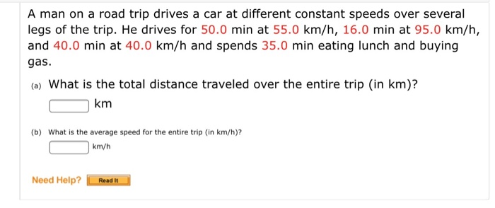 Solved A man on a road trip drives a car at different | Chegg.com