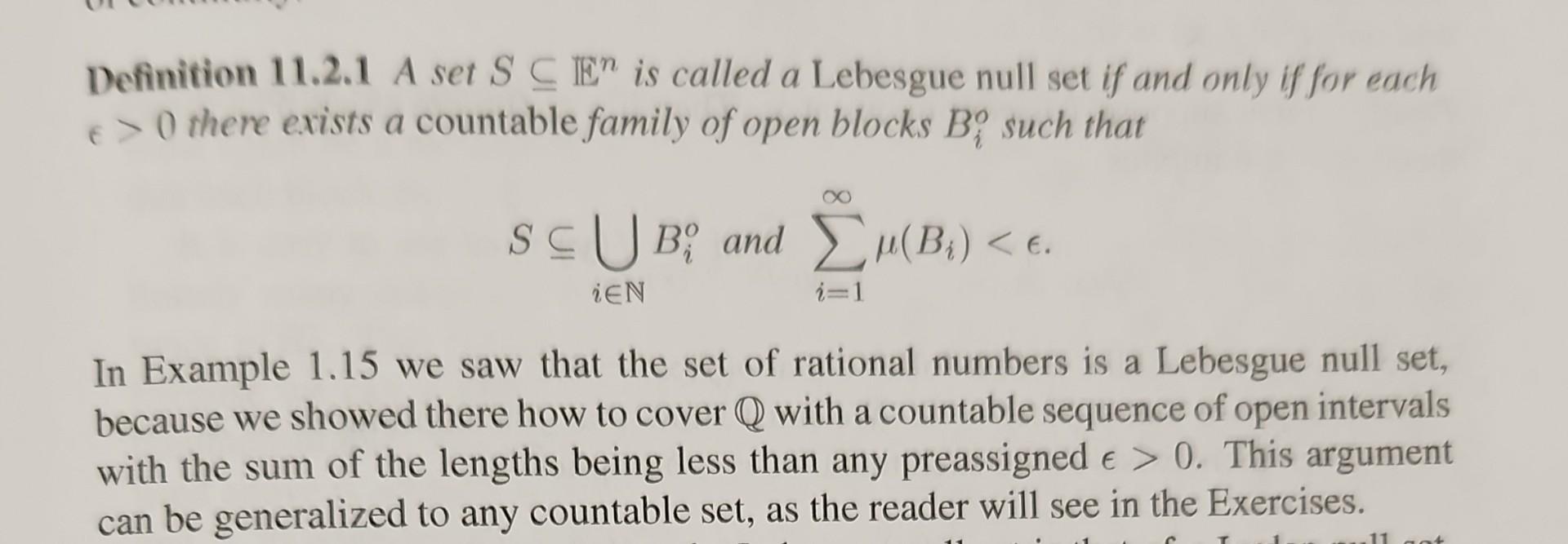 11.16∤ Suppose Ek⊂En is a Lebesgue null set, for each | Chegg.com