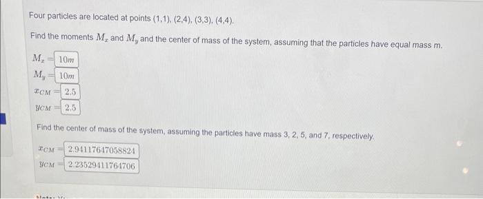 Solved Four particles are located at points | Chegg.com