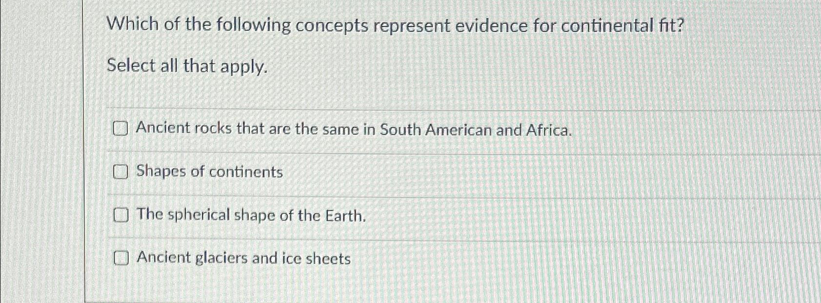 Solved Which of the following concepts represent evidence | Chegg.com