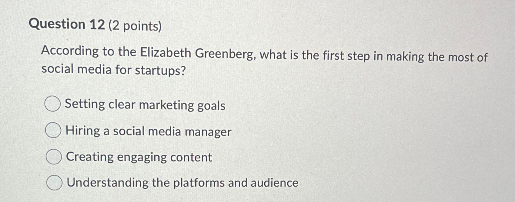 Solved Question 12 (2 ﻿points)According to the Elizabeth | Chegg.com