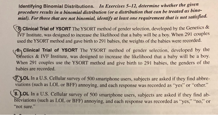 Solved Identifying Binomial Distributions. In Exercises | Chegg.com