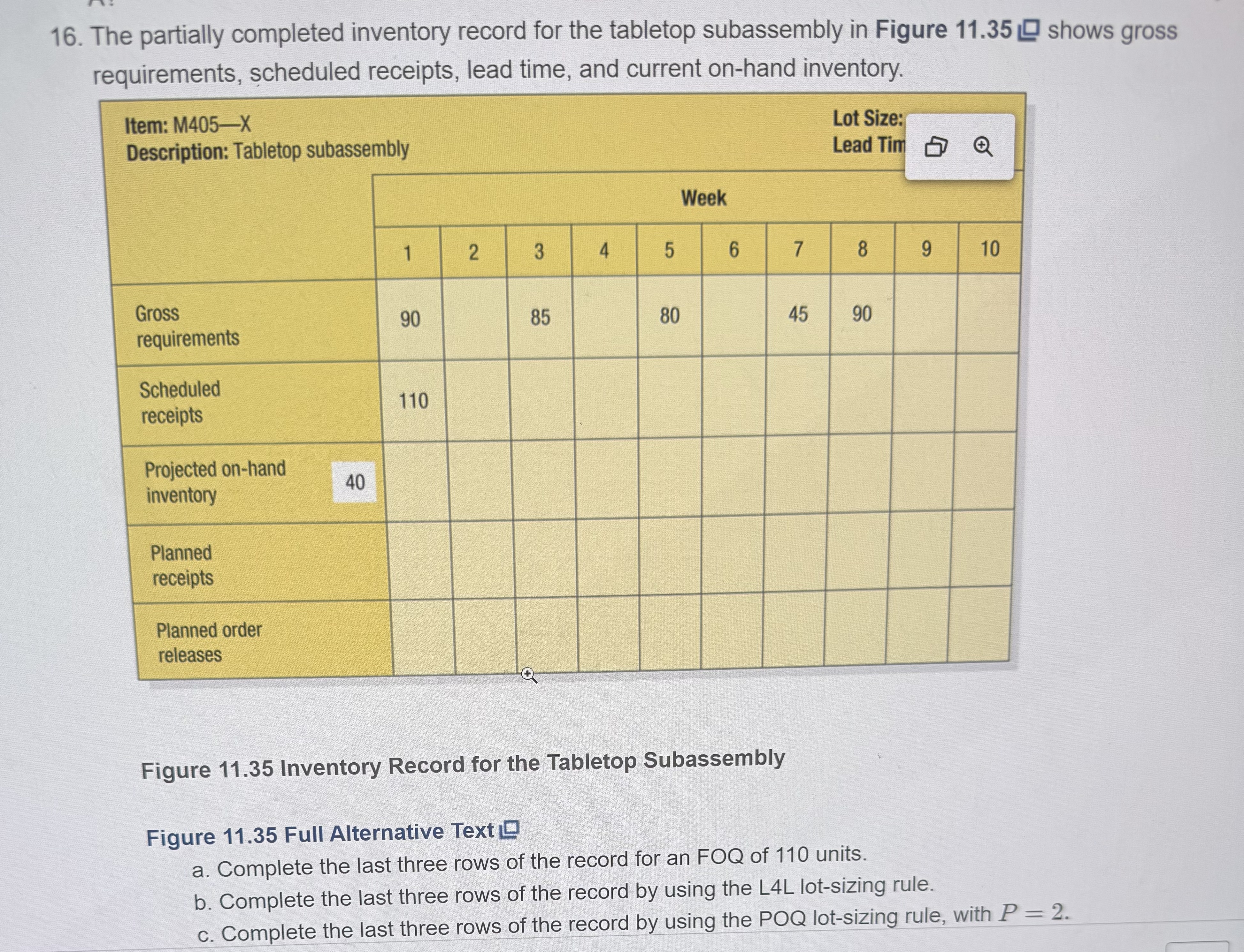 Solved 16. ﻿The partially completed inventory record for the | Chegg.com