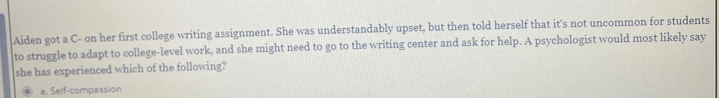 Solved Aiden got a C-on her first college writing | Chegg.com
