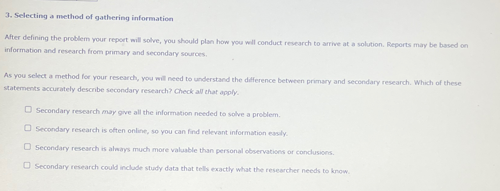 Solved Selecting a method of gathering informationAfter | Chegg.com