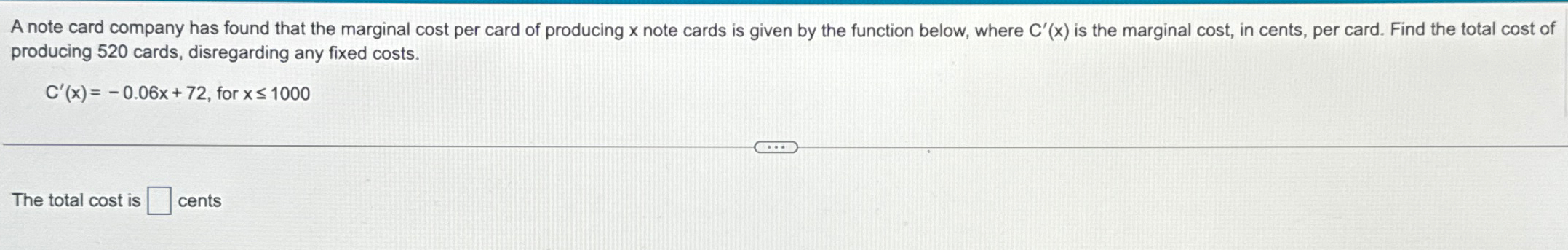 Solved A note card company has found that the marginal cost | Chegg.com