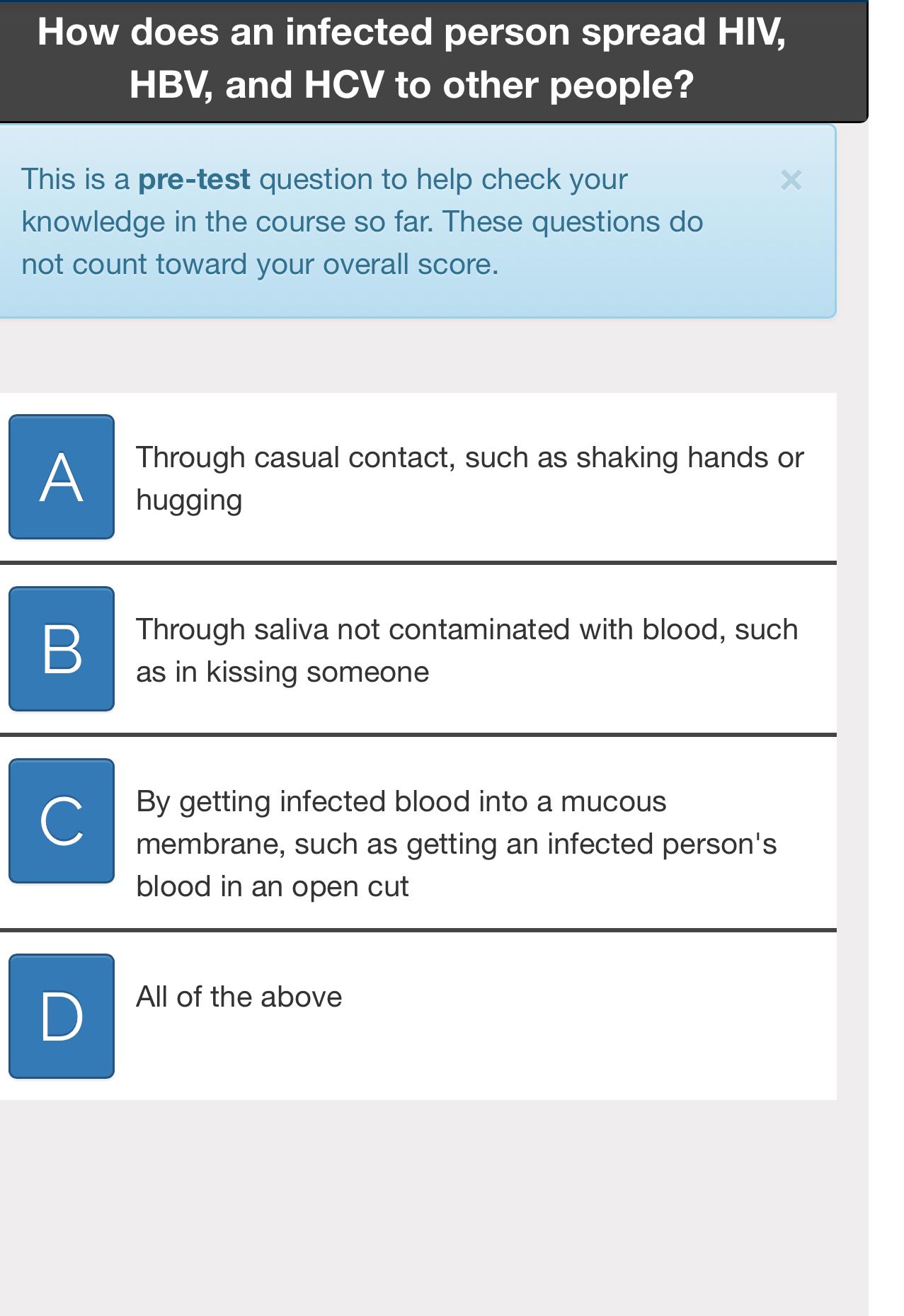 Solved How does an infected person spread HIV, HBV, ﻿and HCV | Chegg.com