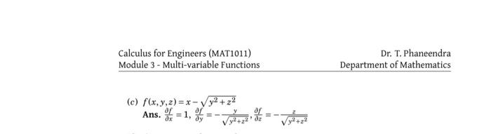 Solved Calculus for Engineers (MAT1011) Module 3 - | Chegg.com