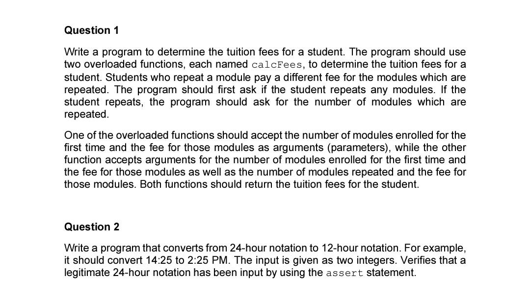 Solved Write a program to determine the tuition fees for a | Chegg.com