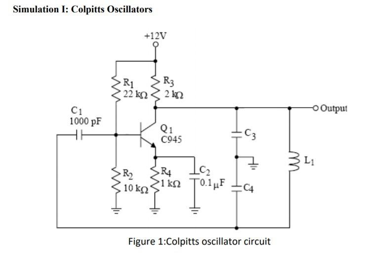 Solved Simulation I: Colpitts Oscillators +12V R3 R1 22 | Chegg.com