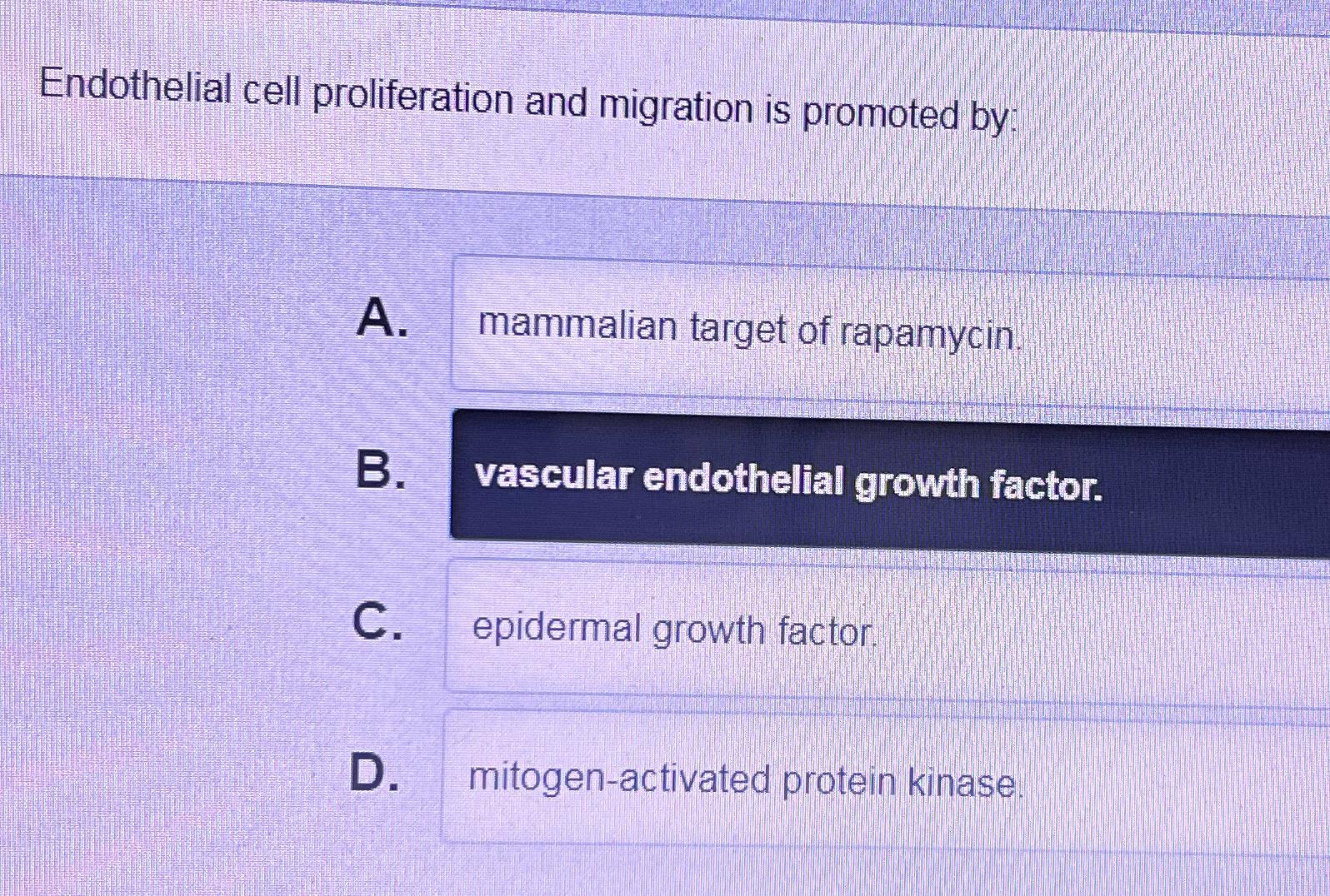 Solved Endothelial cell proliferation and migration is | Chegg.com