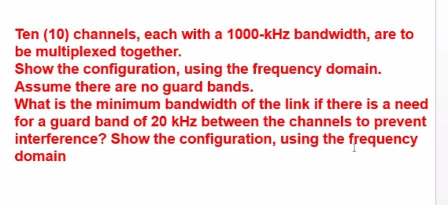 Solved Ten (10) channels, each with a 1000-kHz bandwidth, | Chegg.com