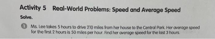 Solved Activity 5 Real-World Problems: Speed and Average | Chegg.com