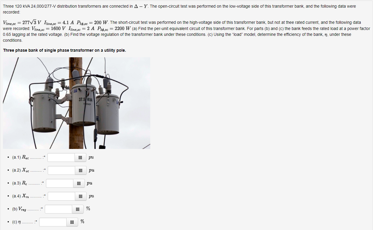 Solved recorded: conditions. Three phase bank of single | Chegg.com