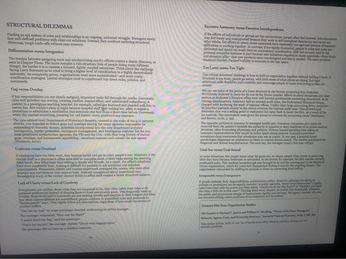 Solved 1. Identify and explain TWO 'structural dilemmas' | Chegg.com