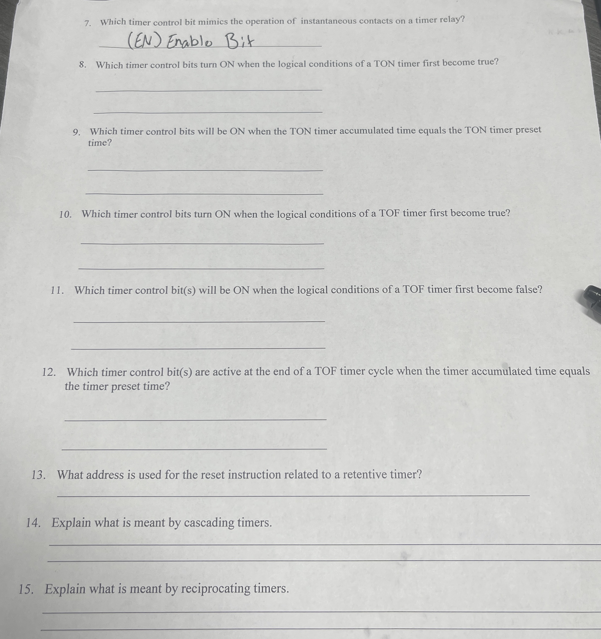 Solved Which timer control bit mimics the operation of | Chegg.com