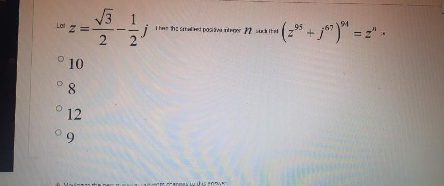 Solved z=23−21j Then the smallest positive integer n such | Chegg.com