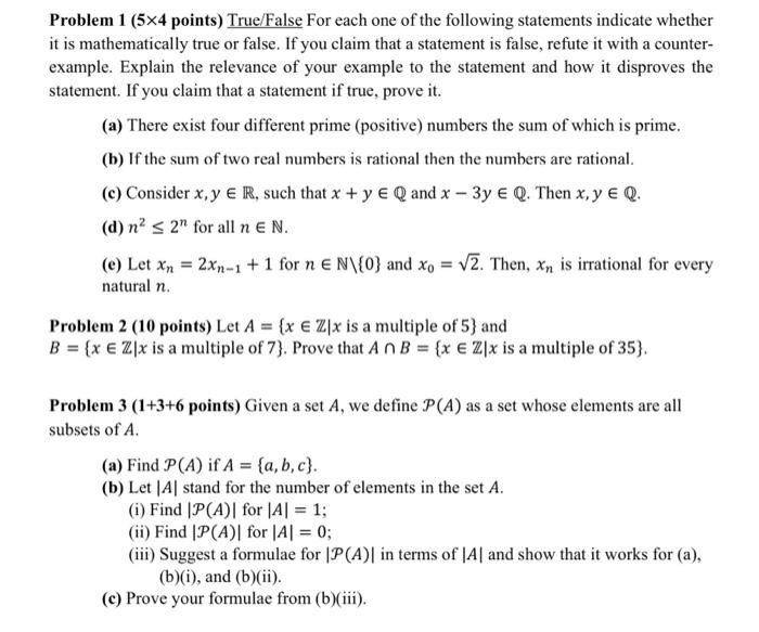 Solved Problem 3 136 Points Given A Set A We Define 