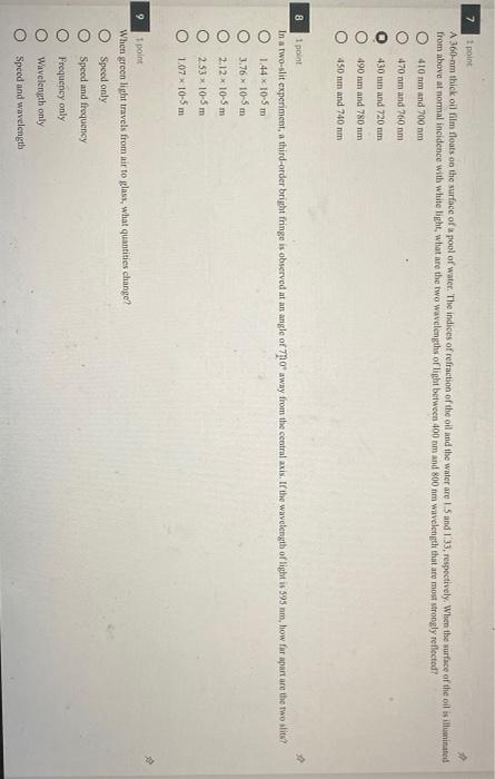 Solved 7 OOOOO 1 point A 360-mm thick oil film floats on the | Chegg.com