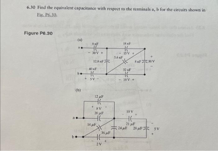 Solved 6.30 Find the equivalent capacitance with respect to | Chegg.com