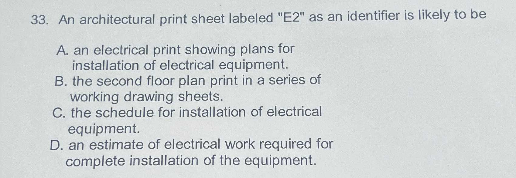 Solved An architectural print sheet labeled "E2" ﻿as an | Chegg.com