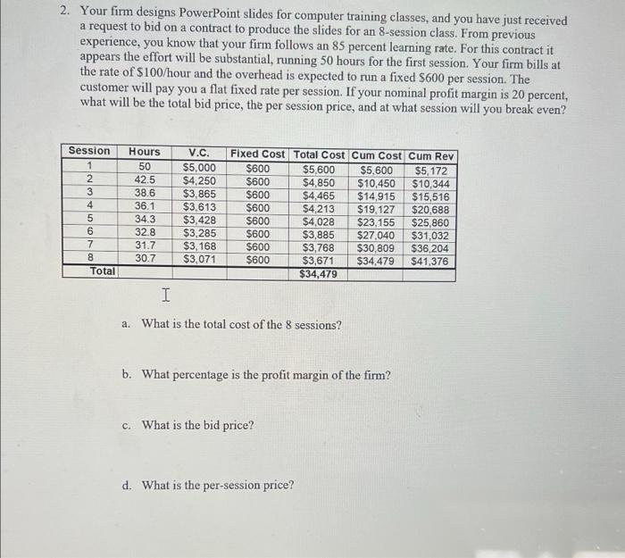 Solved 2. Your firm designs PowerPoint slides for computer | Chegg.com